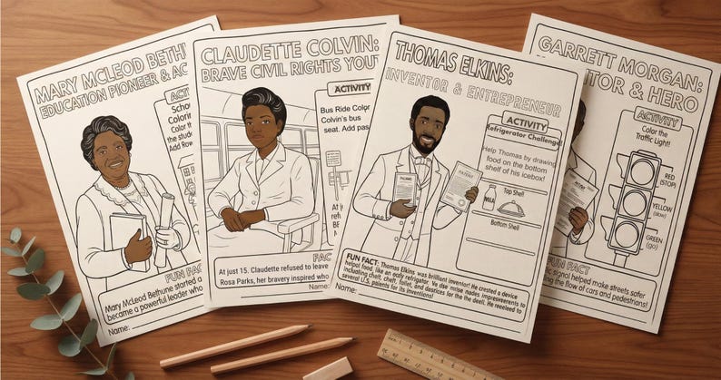 Black History Activity Pages | Leaders, Coloring, Fun Facts (instant ...