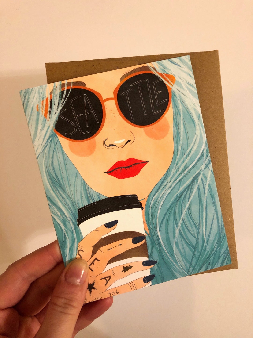 SALE Seattle Blue (no Gold Foil) | Folded A2 Card With Recycled ...