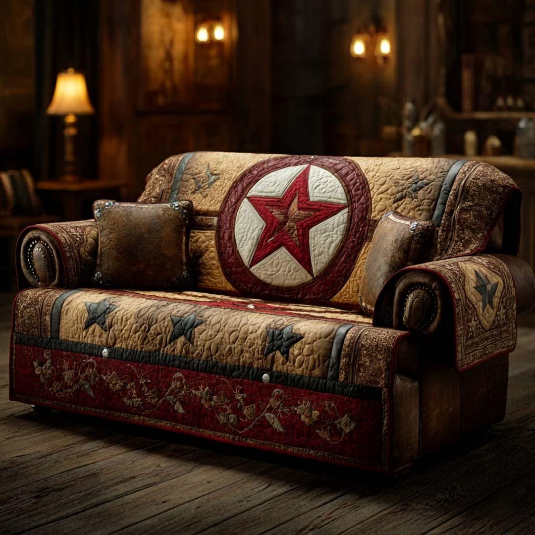 Western Star Sofa Cover, Rustic Texas Couch Protector, Cowboy Ranch ...