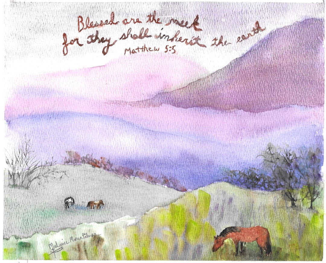 Original Watercolor Painting With Scripture Blessed Are the Meek From ...