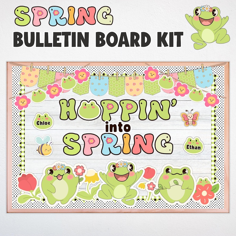 Spring Bulletin Board Kit, March or April Classroom Decor, Frog Theme ...