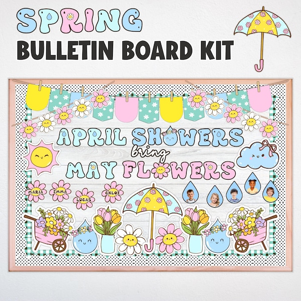 April Shower Bring May Flowers Bulletin Board - Etsy