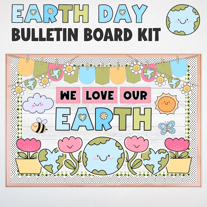 Earth Day Bulletin Board Kit, April Classroom Decor, Student Activity ...