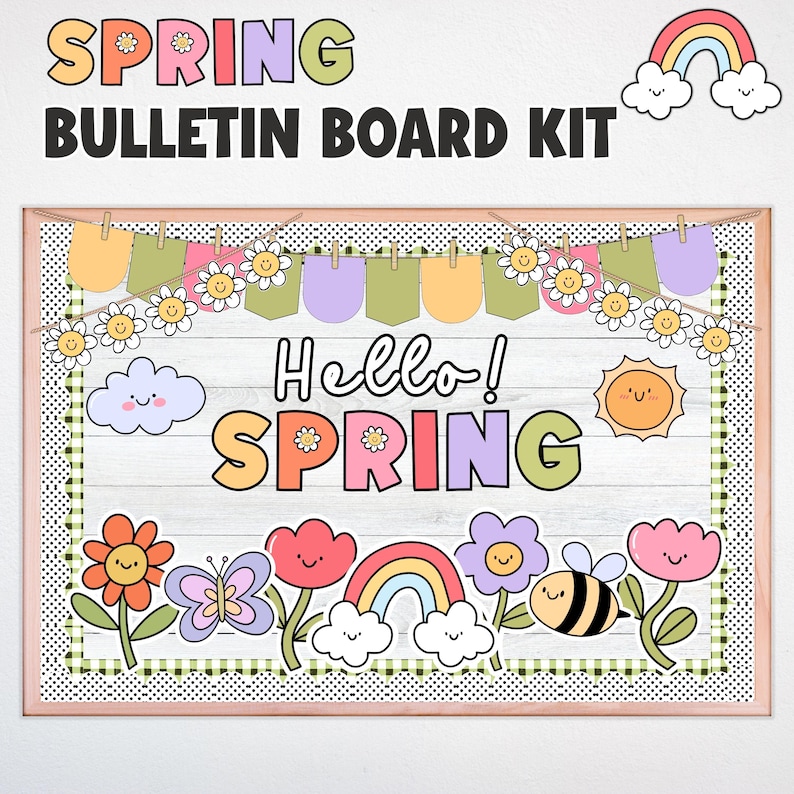 Spring Bulletin Board Kit, March or April Classroom Decor (digital ...