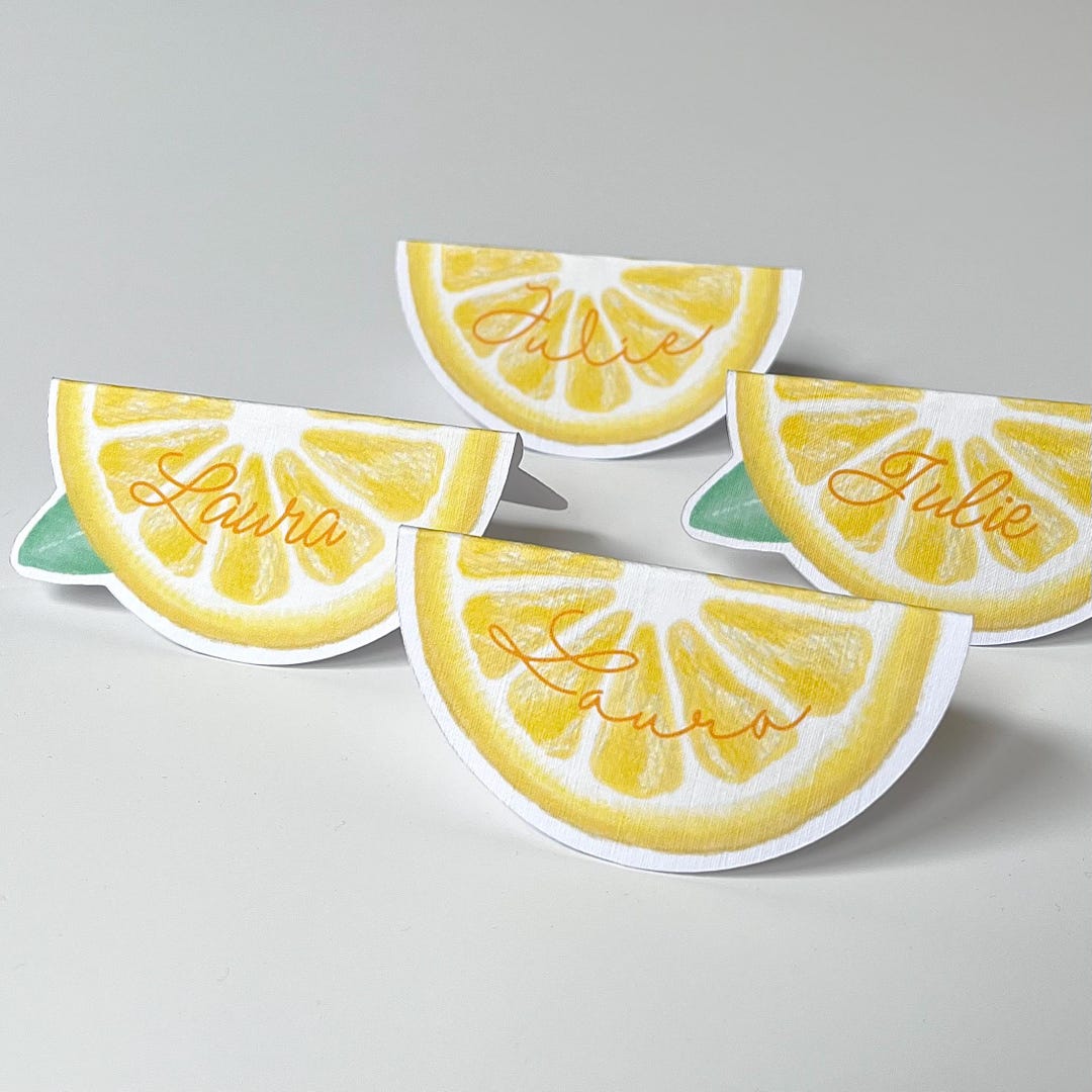 Lemon Placecards | Physical Item | Two Namecard Designs Available ...