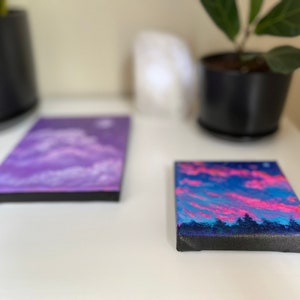 Mini Sunset Painting, Original Canvas Painting, Mini Artwork - Etsy