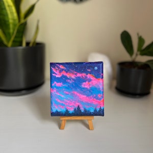 Mini Sunset Painting, Original Canvas Painting, Mini Artwork - Etsy