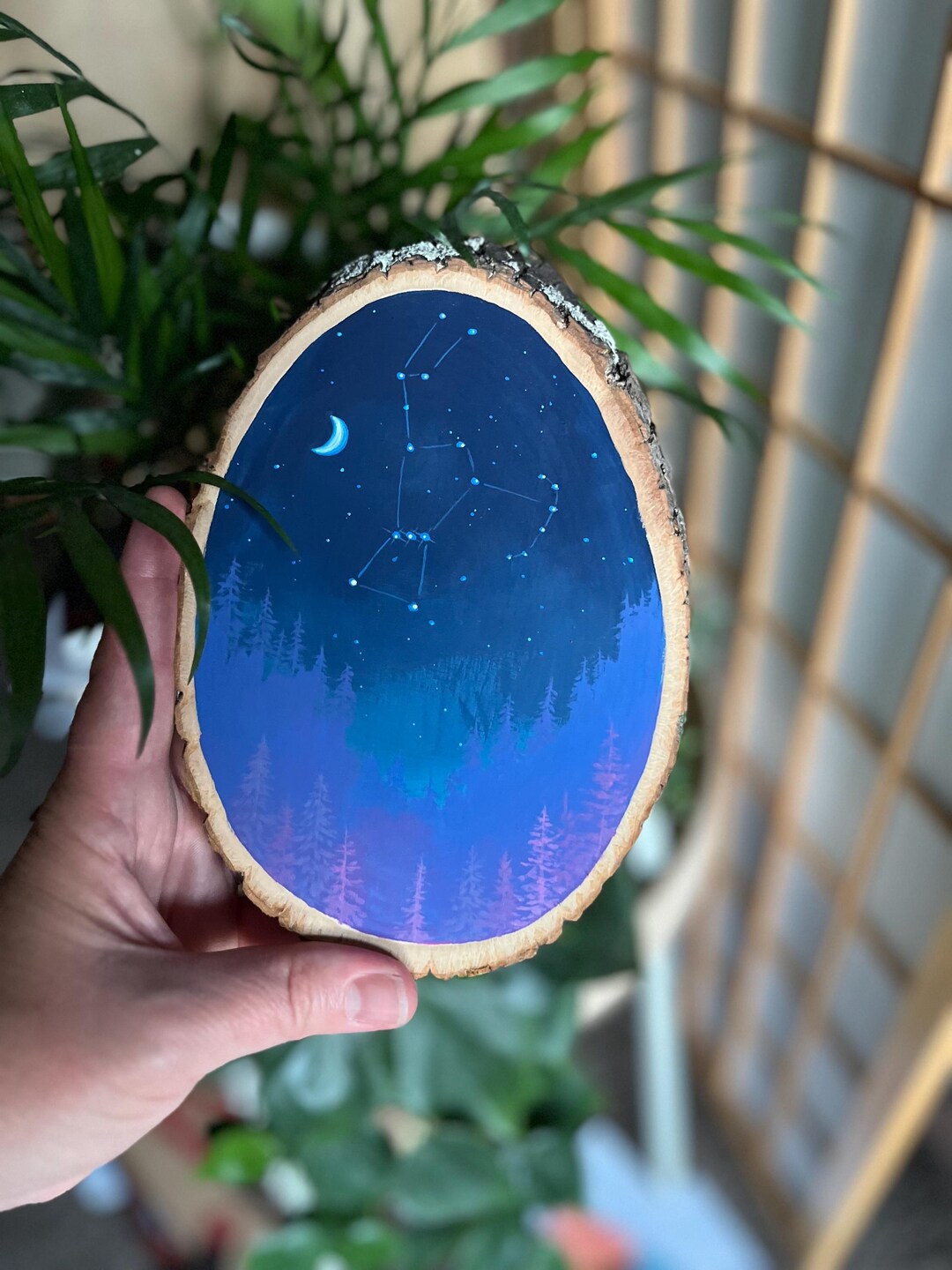 Orion Large Wood Slice Painting, Home Decor, Forestcore, Forest Decor ...