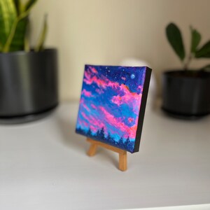 Mini Sunset Painting, Original Canvas Painting, Mini Artwork - Etsy