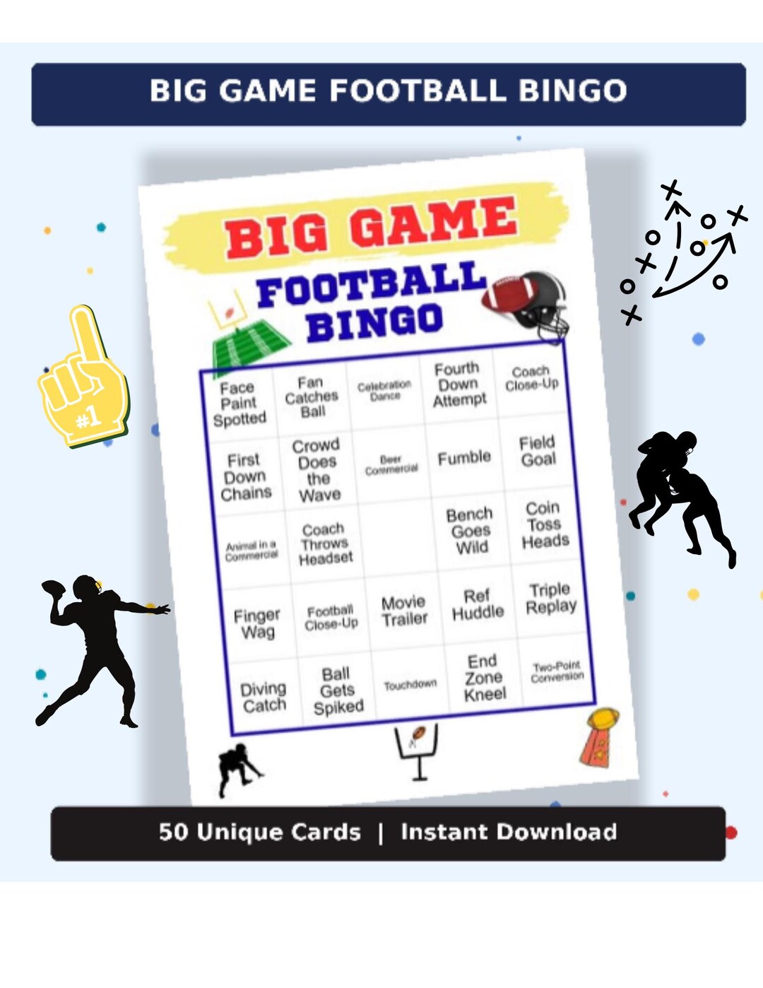 Big Game Bingo 2026 | Football Watch Party Printable Game | Game Day ...