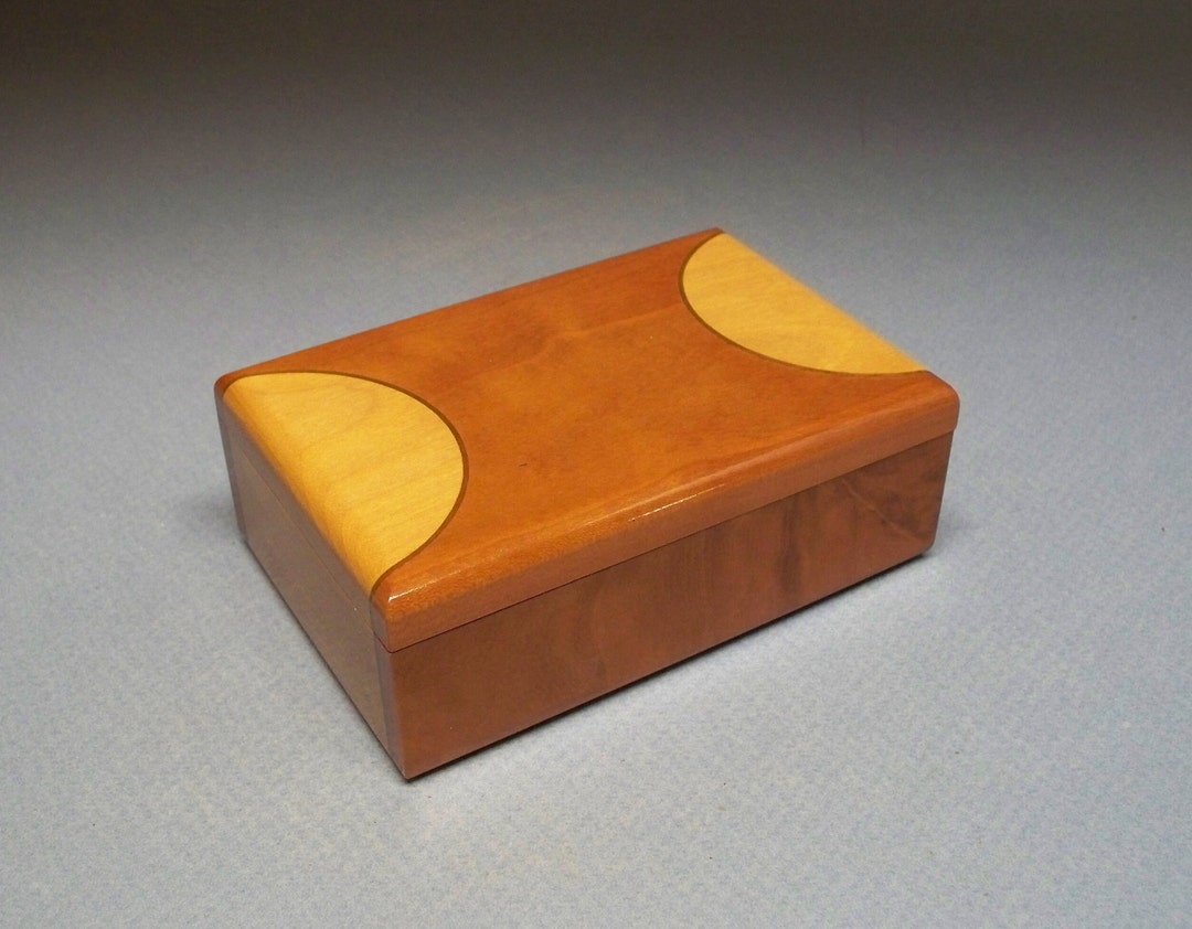 Handmade Maple & Cherry Keepsake Box: Small Wooden Desk Organizer - Etsy