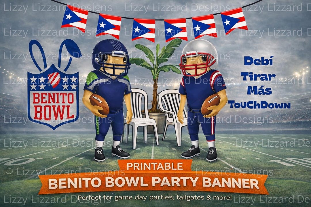 Benito Bowl Game Day Banner Template - Football Party Decor - Editable ...