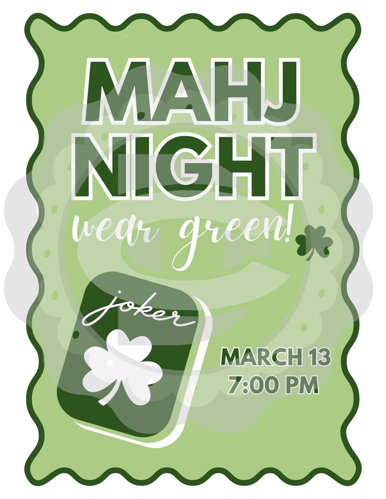 St. Patrick’s Day Mahjong Graphics and Invitation - Etsy