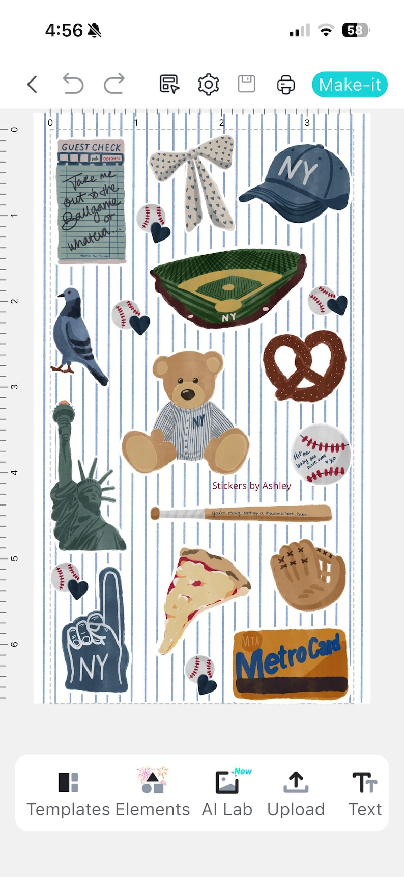 New York Baseball Sticker Sheets Hand Drawn - Etsy