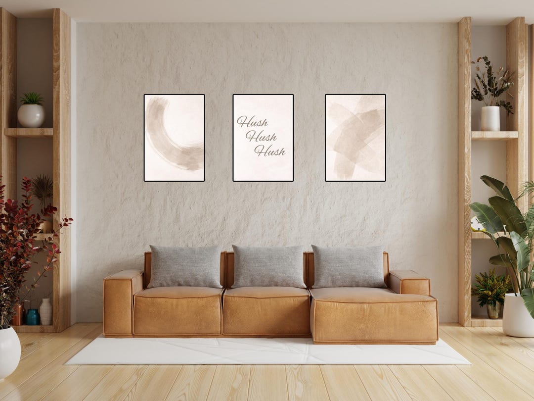 Hush Wall Art Set – Minimal Printable Art, Neutral Abstract Prints ...