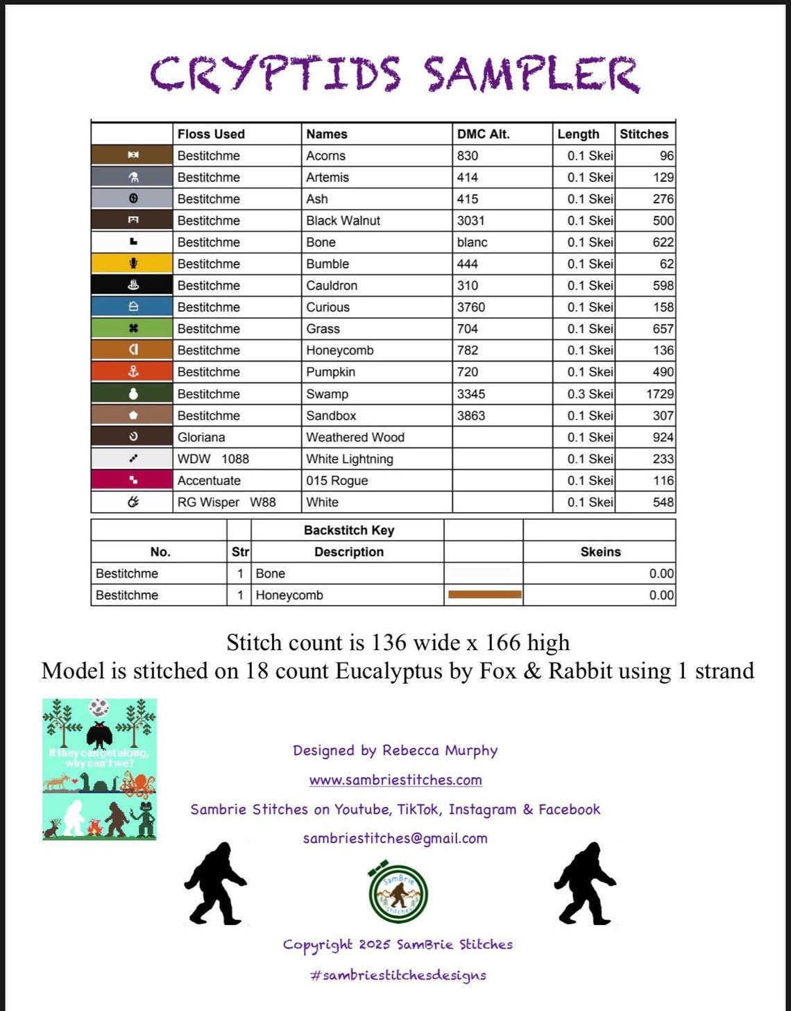 Cryptids Sampler PDF Cross Stitch Chart - Etsy
