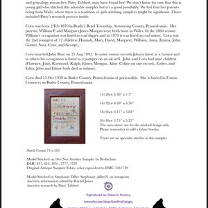 Cora Morgan 1878- a Reproduction Sampler PDF Chart - Etsy