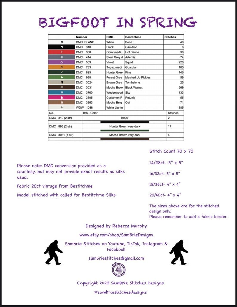 Bigfoot in Spring PDF Cross Stitch Chart - Etsy