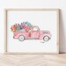 Pink Flowers Truck Printable Art, Watercolor Wall Art, Watercolor ...