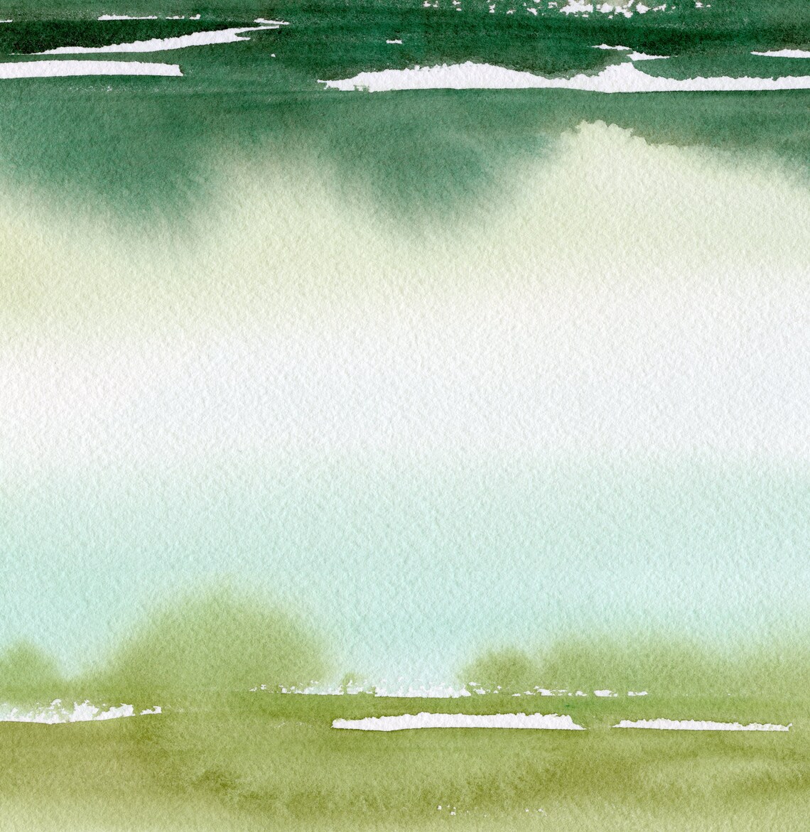 Original Green Landscape Painting Original Watercolor | Etsy