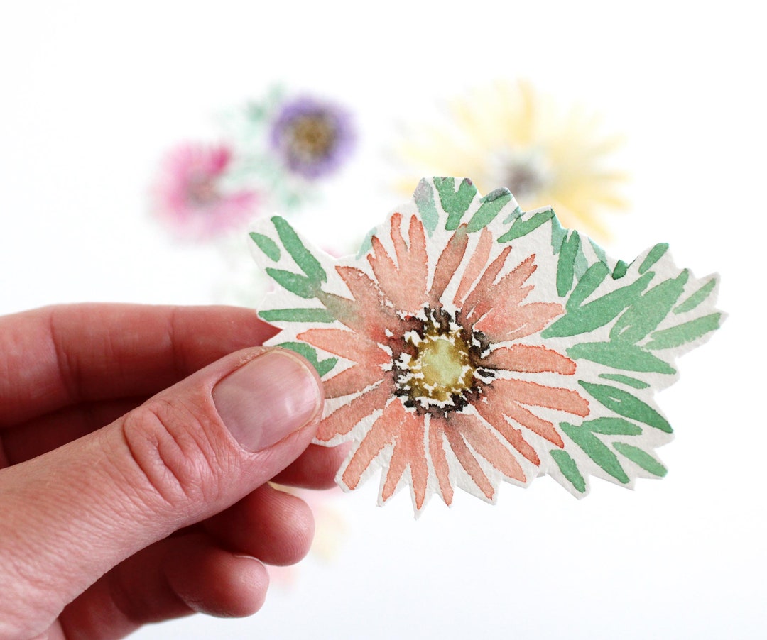 Watercolor Flowers Cut Outs, Collage Art Kit, Hand Painted Watercolor ...