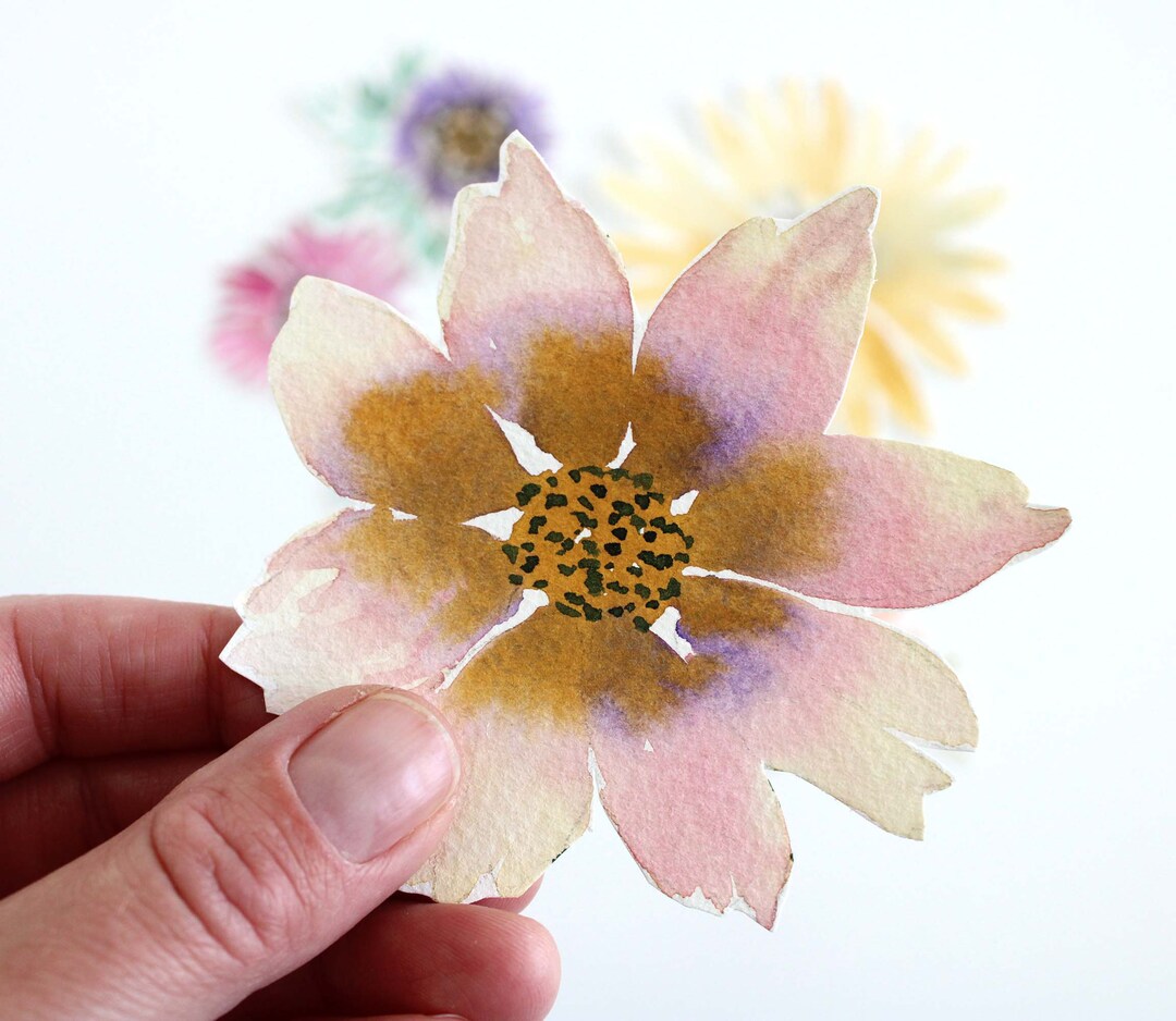 Watercolor Flowers Cut Outs, Collage Art Kit, Hand Painted Watercolor ...