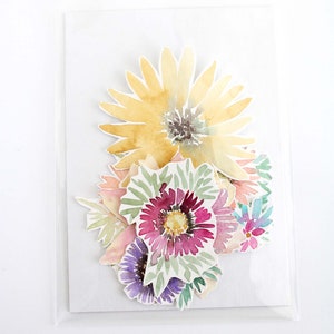 Watercolor Flowers Cut Outs, Collage Art Kit, Hand Painted Watercolor ...