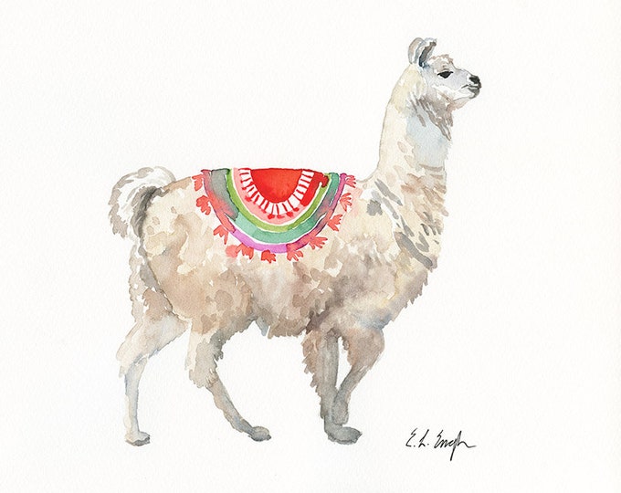 Original Watercolor Llama Painting - Etsy