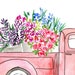 Pink Flowers Truck Printable Art, Watercolor Wall Art, Watercolor ...