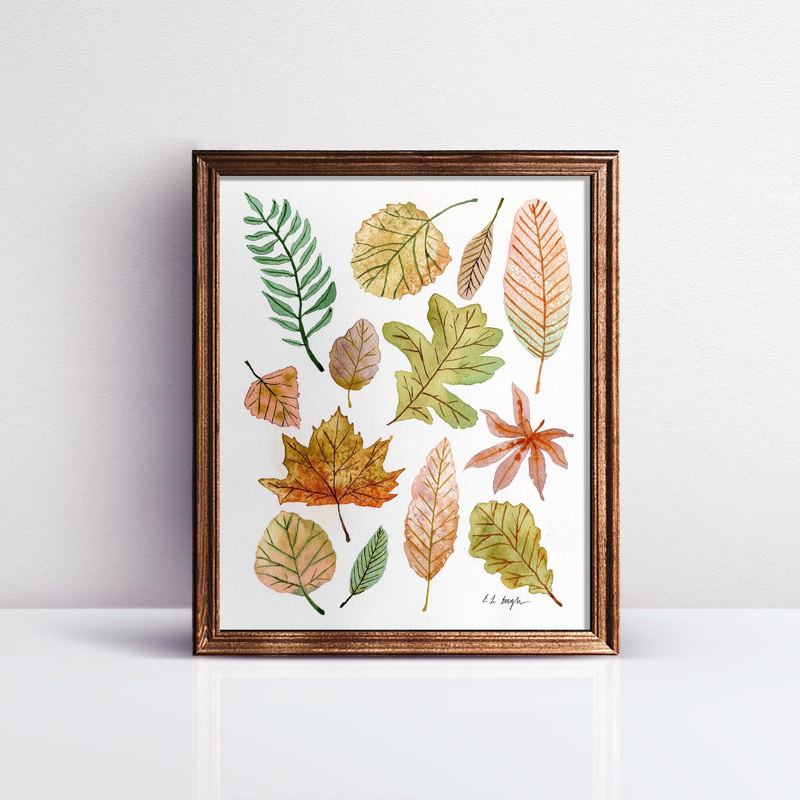 Pastel Fall Leaves Watercolor, Original Watercolor Art, Original ...