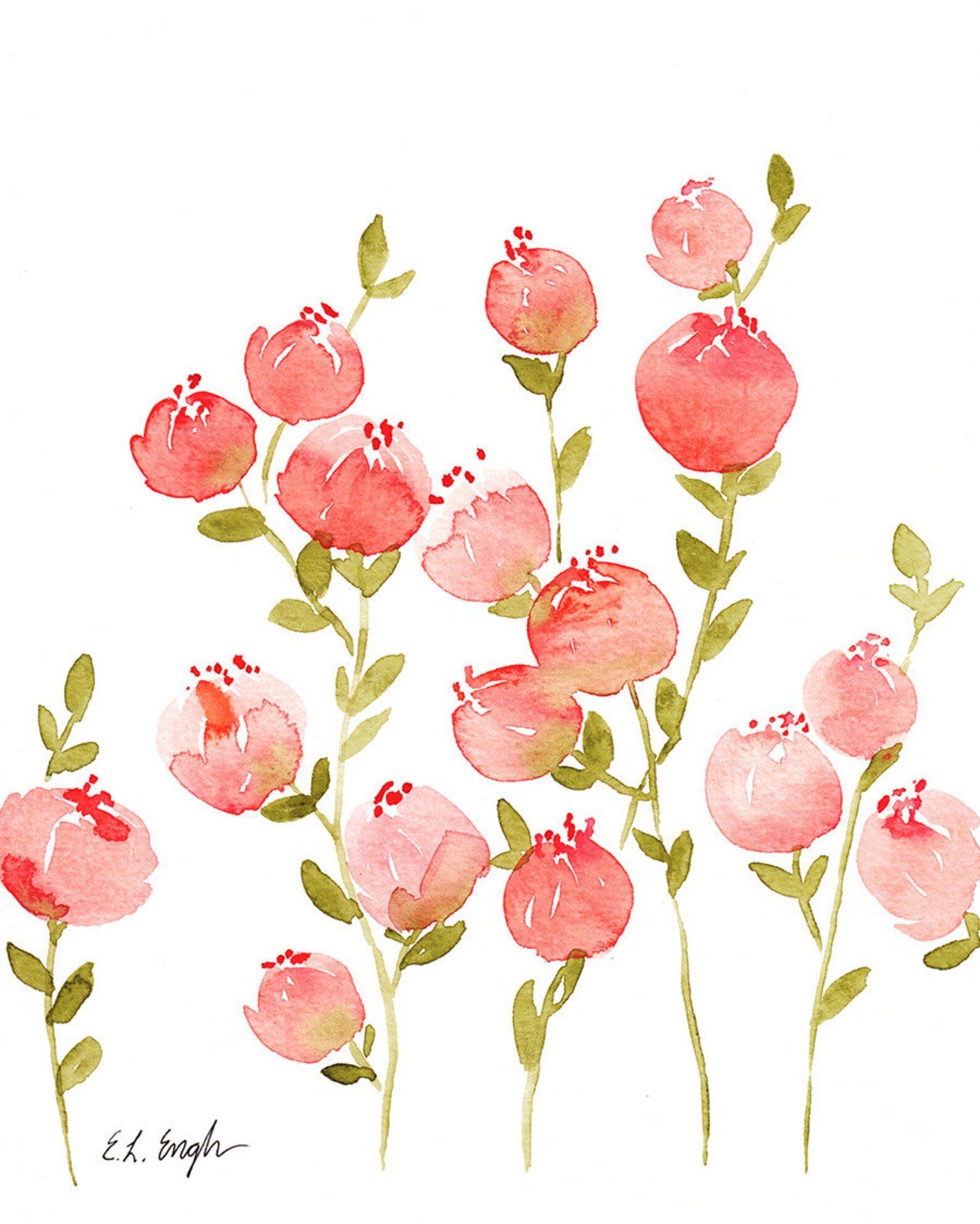 Watercolor Flowers Painting Original Artwork Peach Floral | Etsy