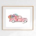 Pink Flowers Truck Printable Art, Watercolor Wall Art, Watercolor ...
