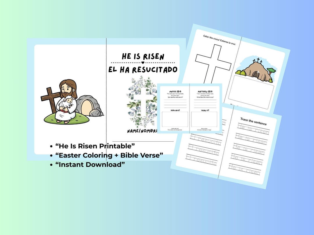He is Risen Easter Coloring Page | Matthew 28:6 Bible Verse Activity ...