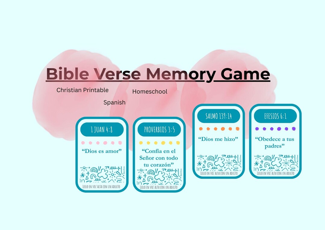 Spanish Christian Flashcards for Kids-bible Verse Recitation ...