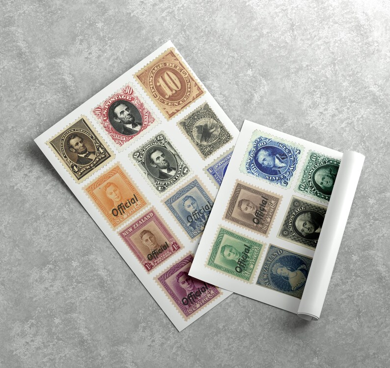 Vintage Postage Stamps Ephemera Printable – Antique Stamp Clipart PNG ...