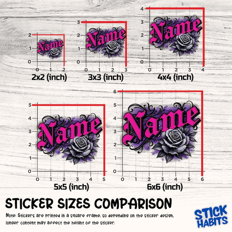 Custom Name Transparent Sticker, Personalized Retro Vintage Rose ...