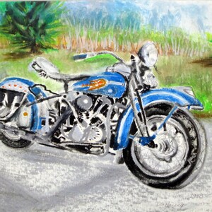1937/38 Knucklehead Harley Davidson Watercolor Prints Matted | Etsy