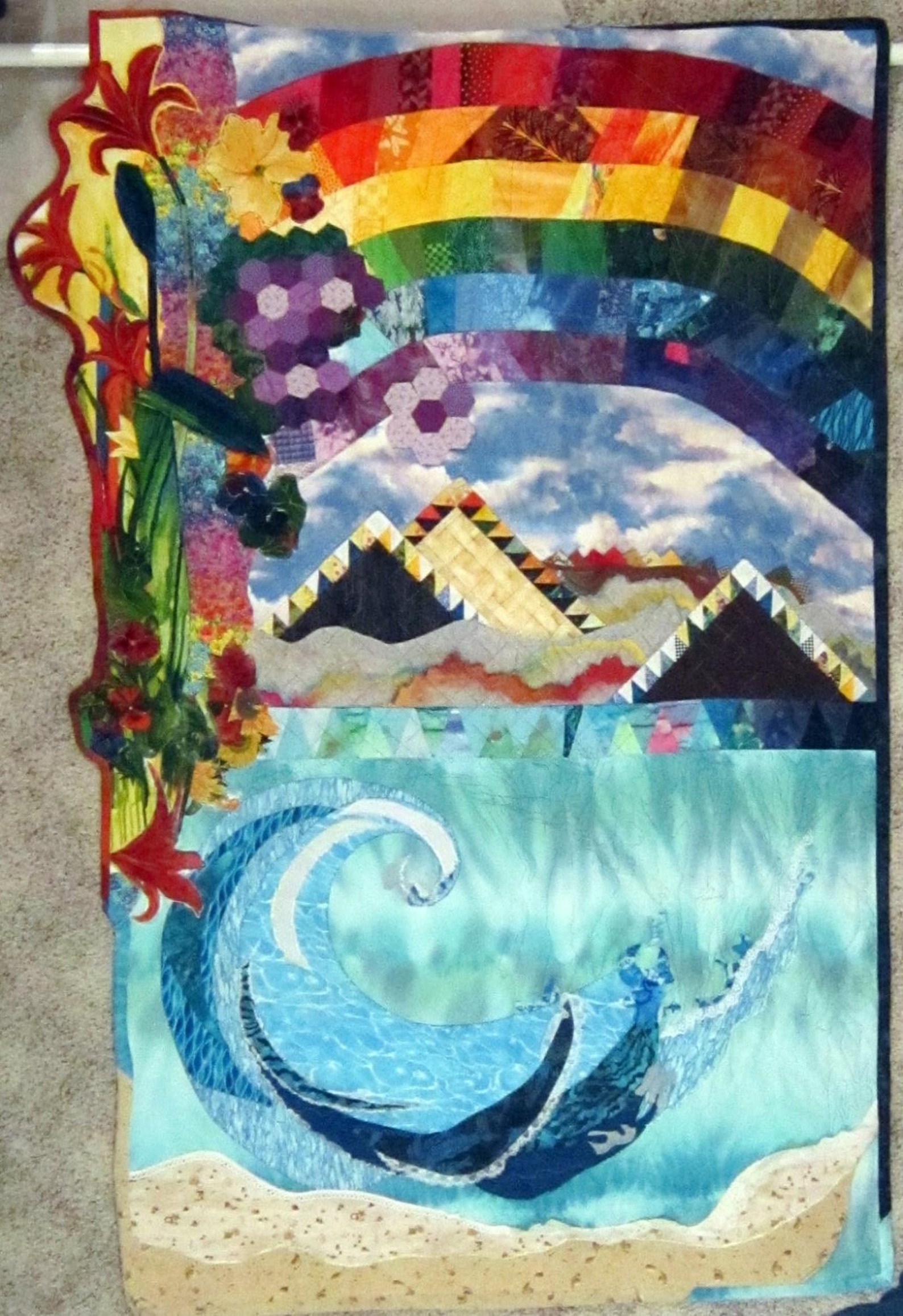 Rainbow Volcanoes Art Quilt 84x44" Hawaii Tropical - Etsy