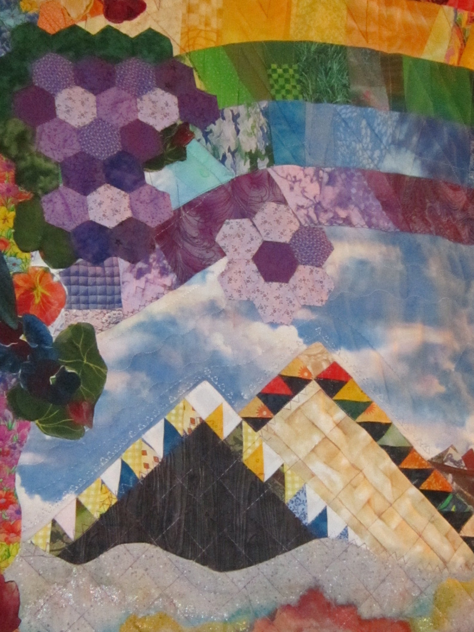 Rainbow Volcanoes Art Quilt 84x44" Hawaii Tropical - Etsy