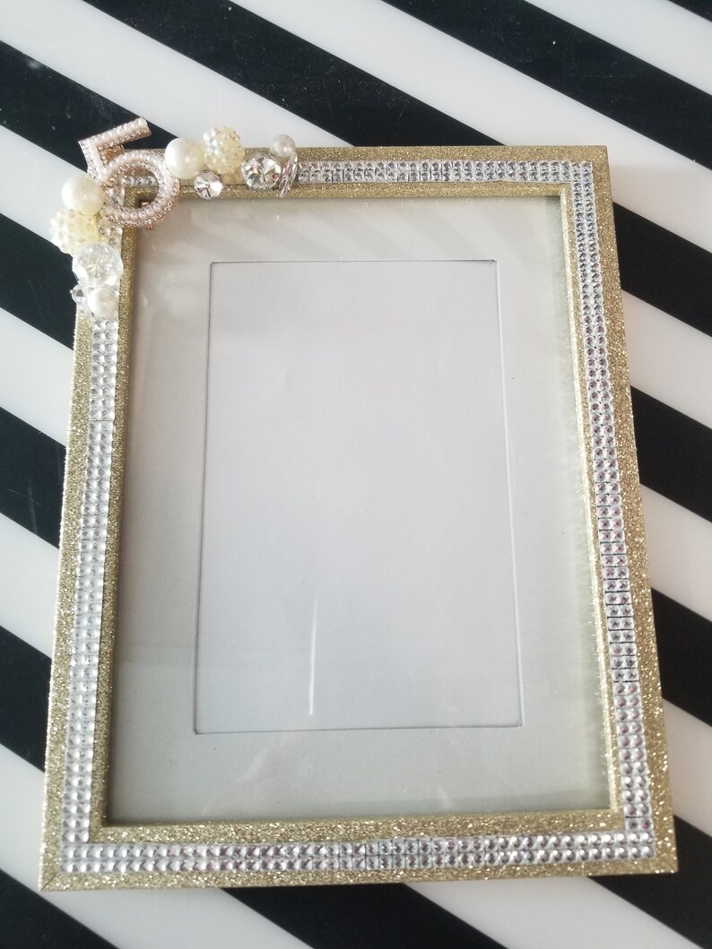 Gold Bling Picture Frame, Gold Rhinestone Picture Frame, Glam Picture ...
