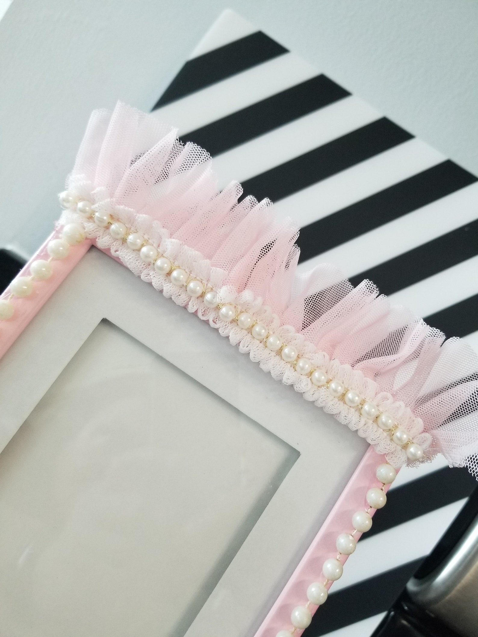 Pink Pearl Picture Frame, Bridal Gift, Pink Shabby Chic Frame, Glam ...
