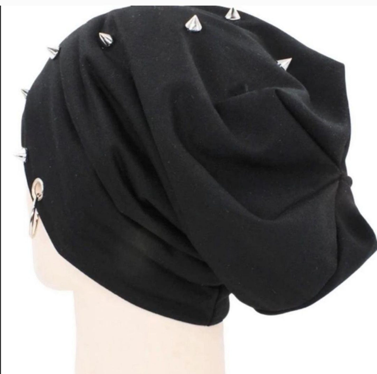 Punk Spiked Beanie, Black Studded Beanie, Punk, Studded Skull Cap ...