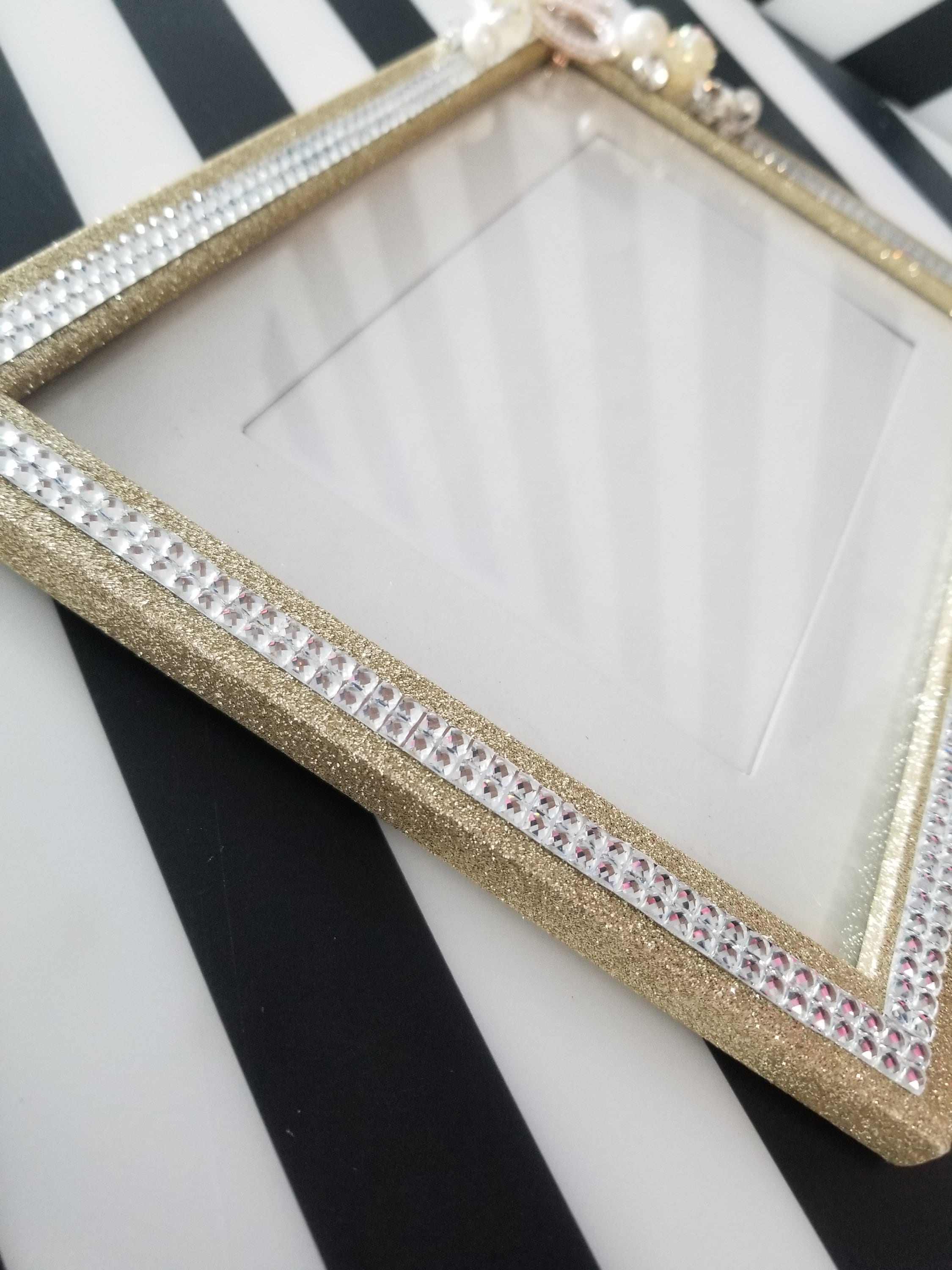 Gold bling picture frame, gold rhinestone picture frame, glam picture ...
