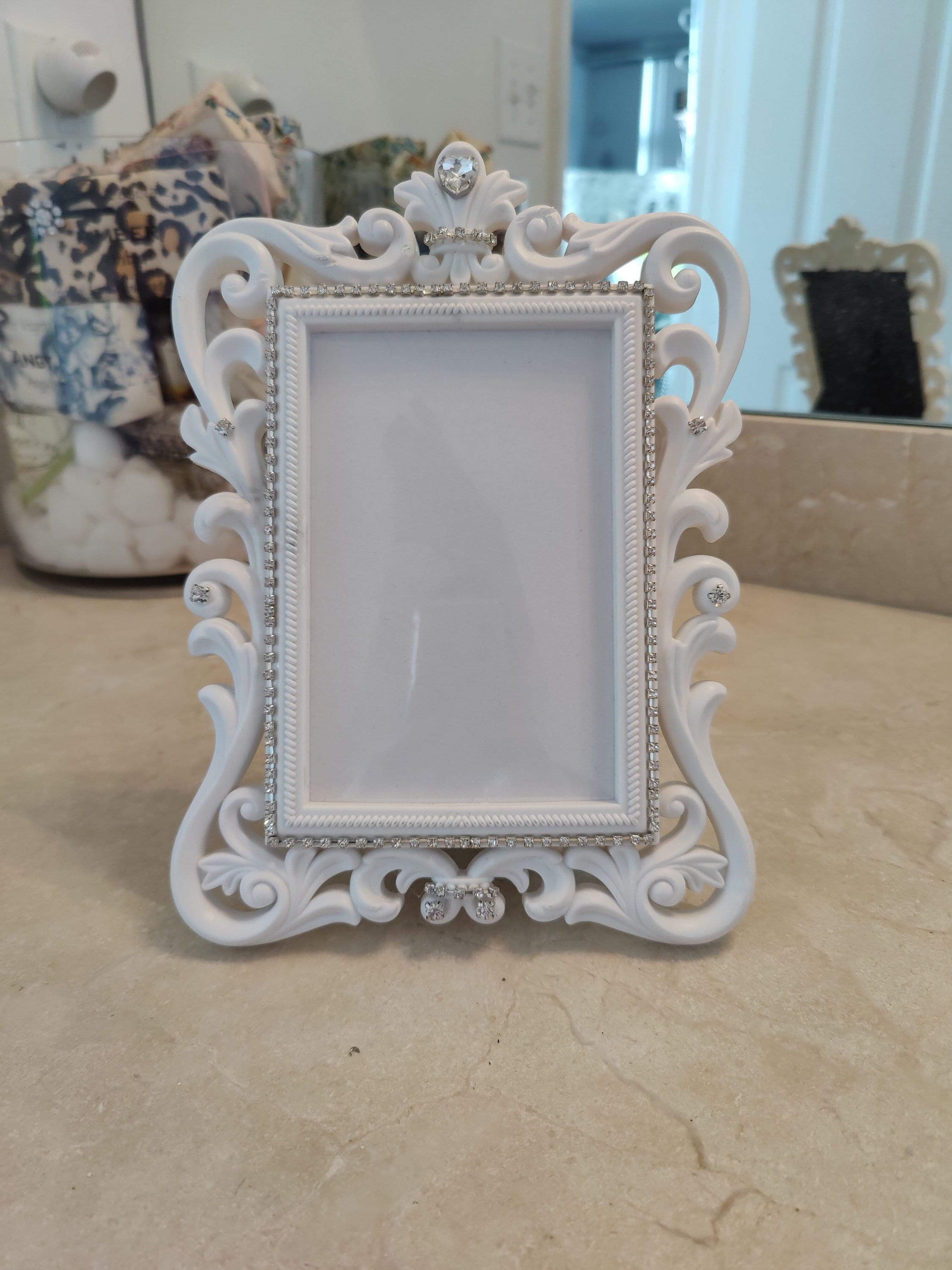 White Baroque Frame, White Bling Picture Frame, White Baroque Photo ...