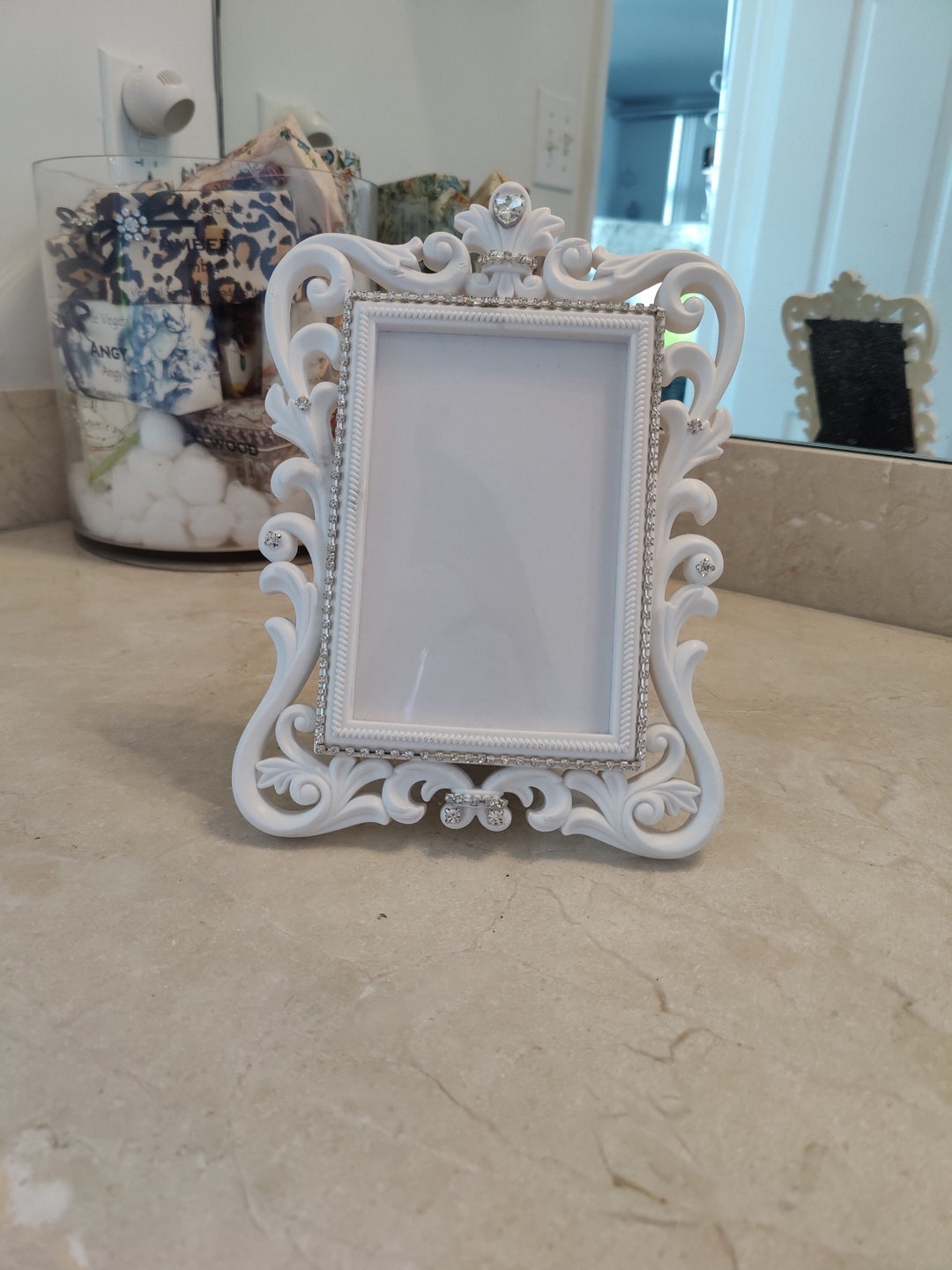 White Baroque Frame, White Bling Picture Frame, White Baroque Photo ...