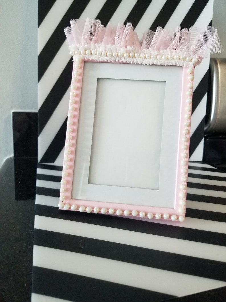 Pink Pearl Picture Frame, Bridal Gift, Pink Shabby Chic Frame, Glam ...