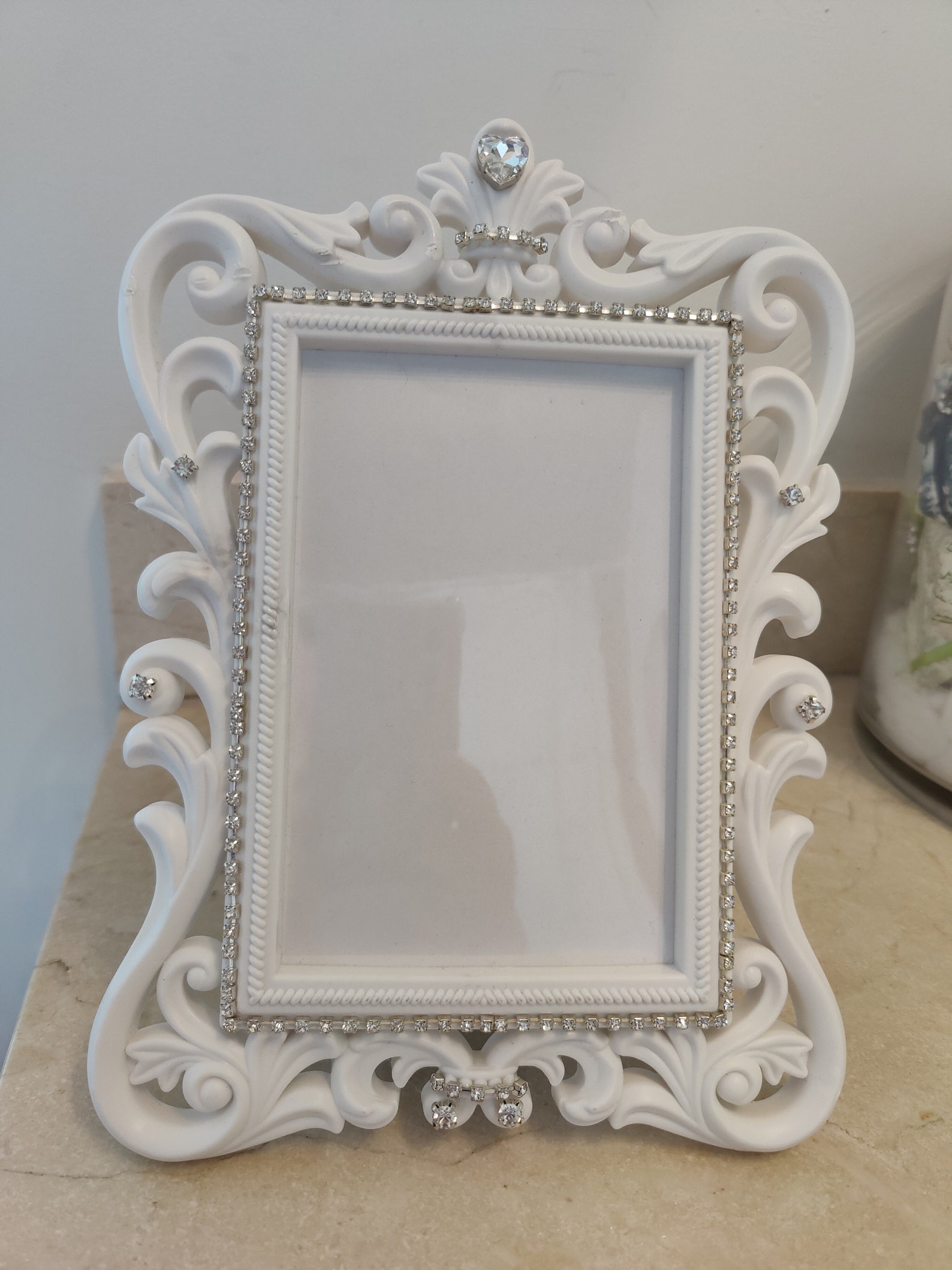White Baroque Frame, White Bling Picture Frame, White Baroque Photo ...