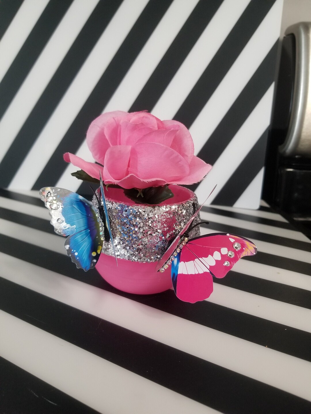 Butterfly Flower Pot, Butterfly Planter. Bling Flower Pot, Butterfly ...