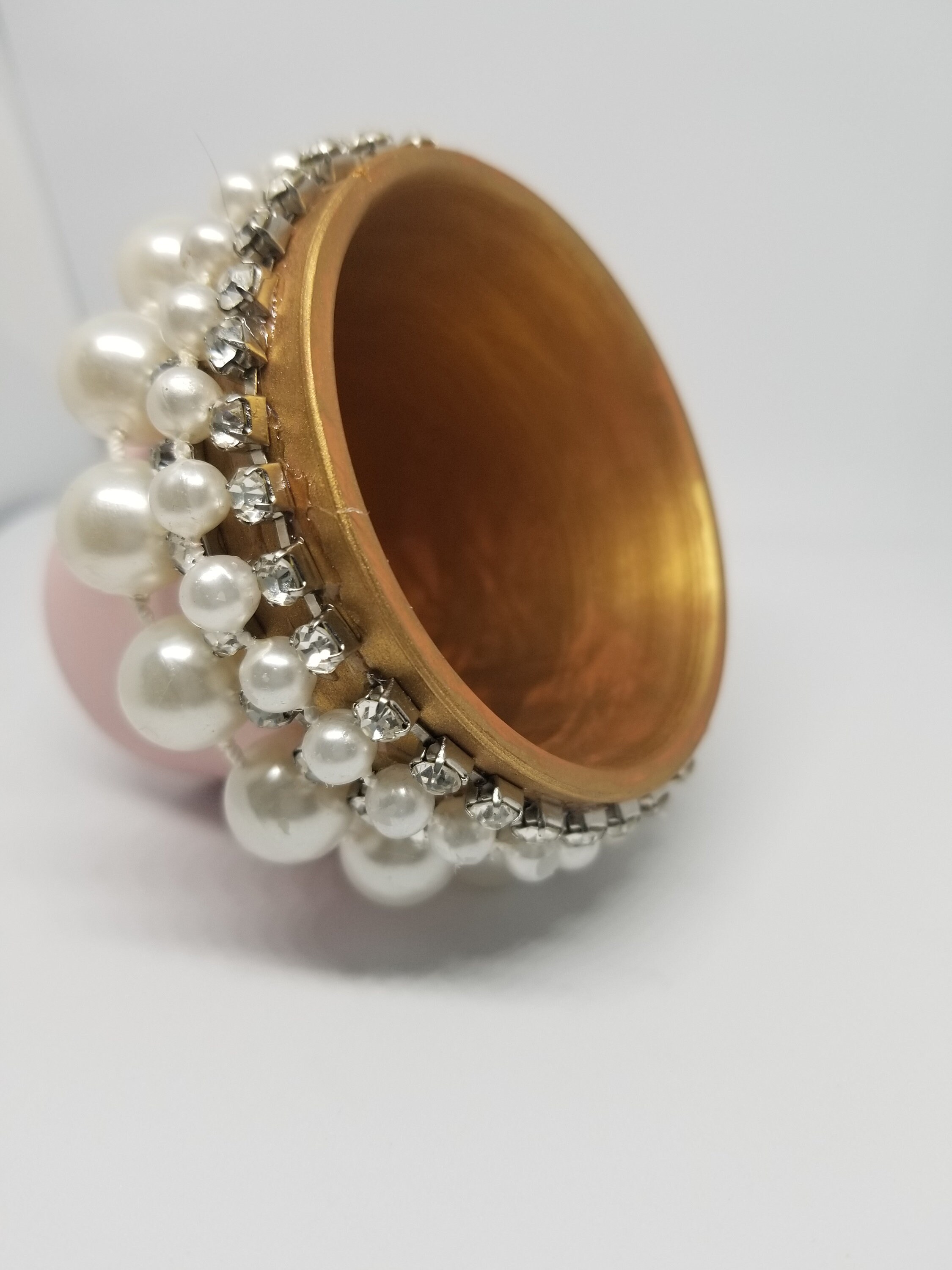 Pink Succulent Pot, Gold Flower Pot, Rhinestone Planter, Pink Bling Pot ...