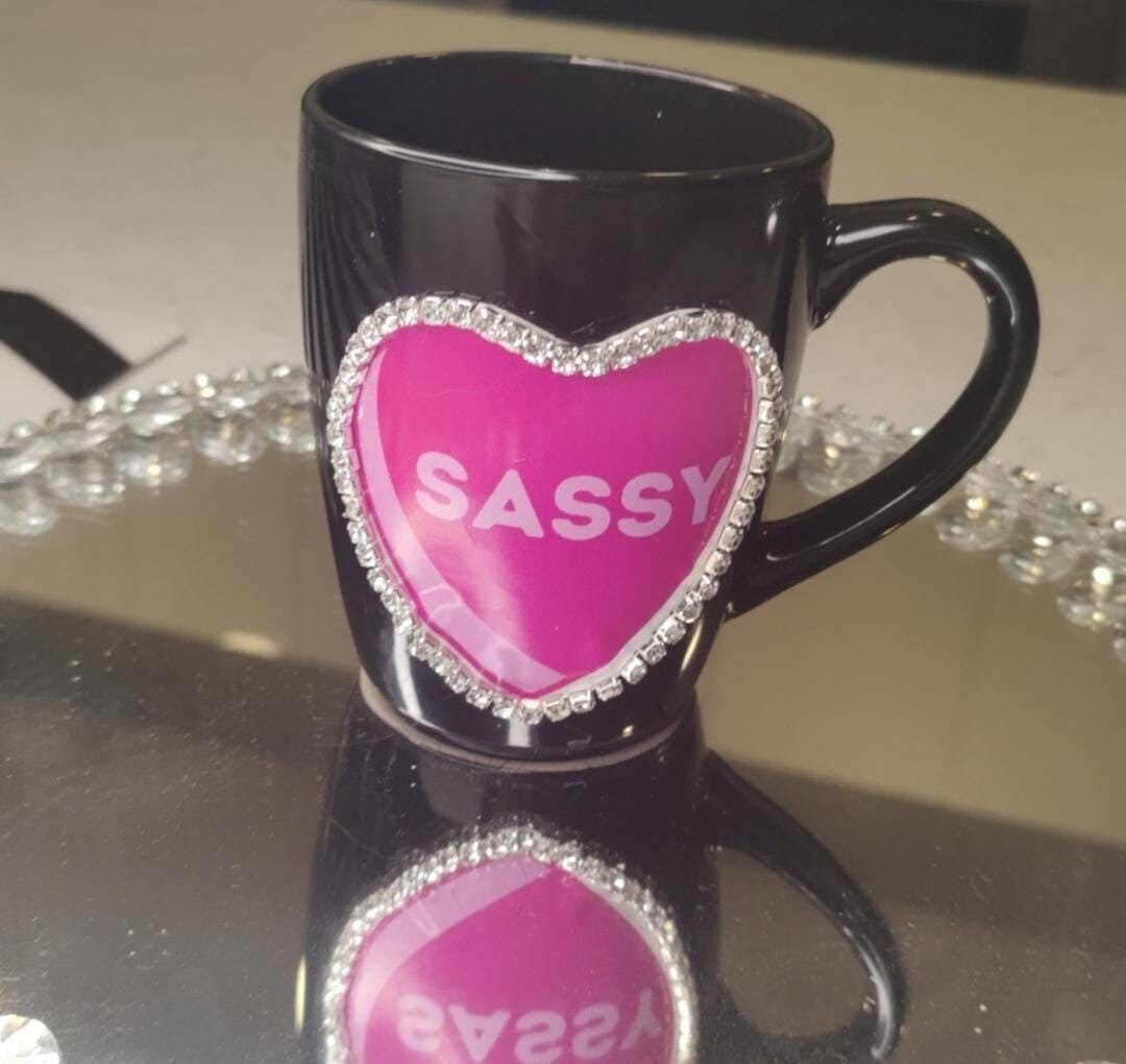 Rhinestone Glam Coffee Mug, Bling Coffee Mug, Best Friend Gift, Black ...